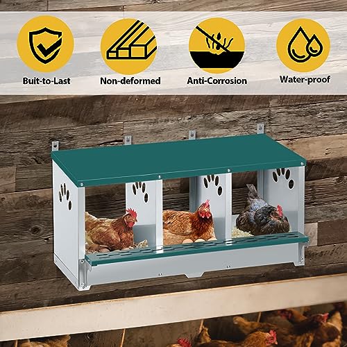 Snapklik.com : Chicken Nesting Box, 3 Compartment Roll Away Nesting Box ...