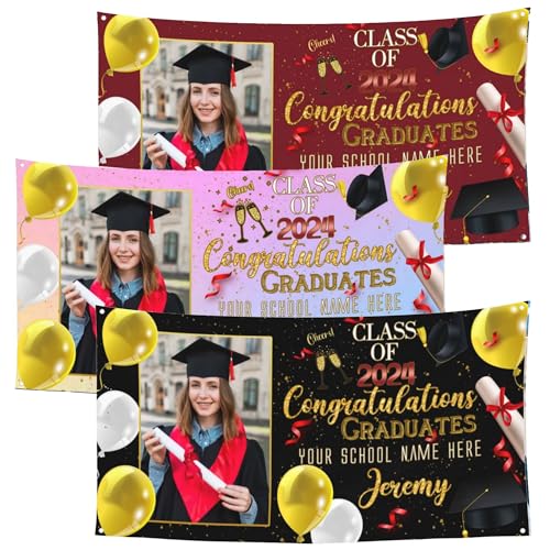 Amazon.com: Graduation Banner Decoration Class of 2024 Personalized ...