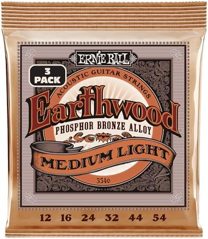 Ernie Ball Earthwood Medium Light Phosphor Bronze Acoustic Guitar ...