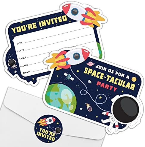 Amazon.com : LoaHak Outer Space Birthday Party Invitations Card For ...