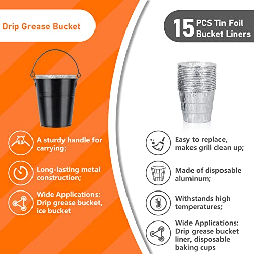 Snapklik.com : Pellet Grill Drip Grease Bucket 15-Pack Foil Liners For ...
