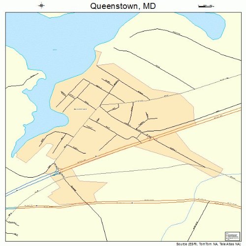 Amazon.com: Large Street & Road Map of Queenstown, Maryland MD ...