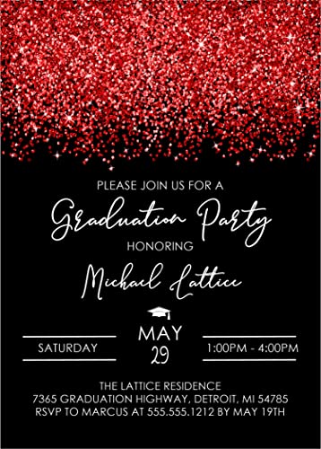 Amazon.com: Red And Black Graduation Party Invitations With Envelopes ...