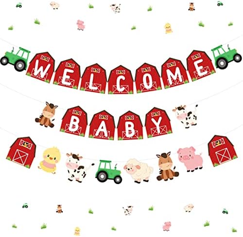 Amazon.com: Big Dot of Happiness Farm Animals - Baby Shower Bunting ...