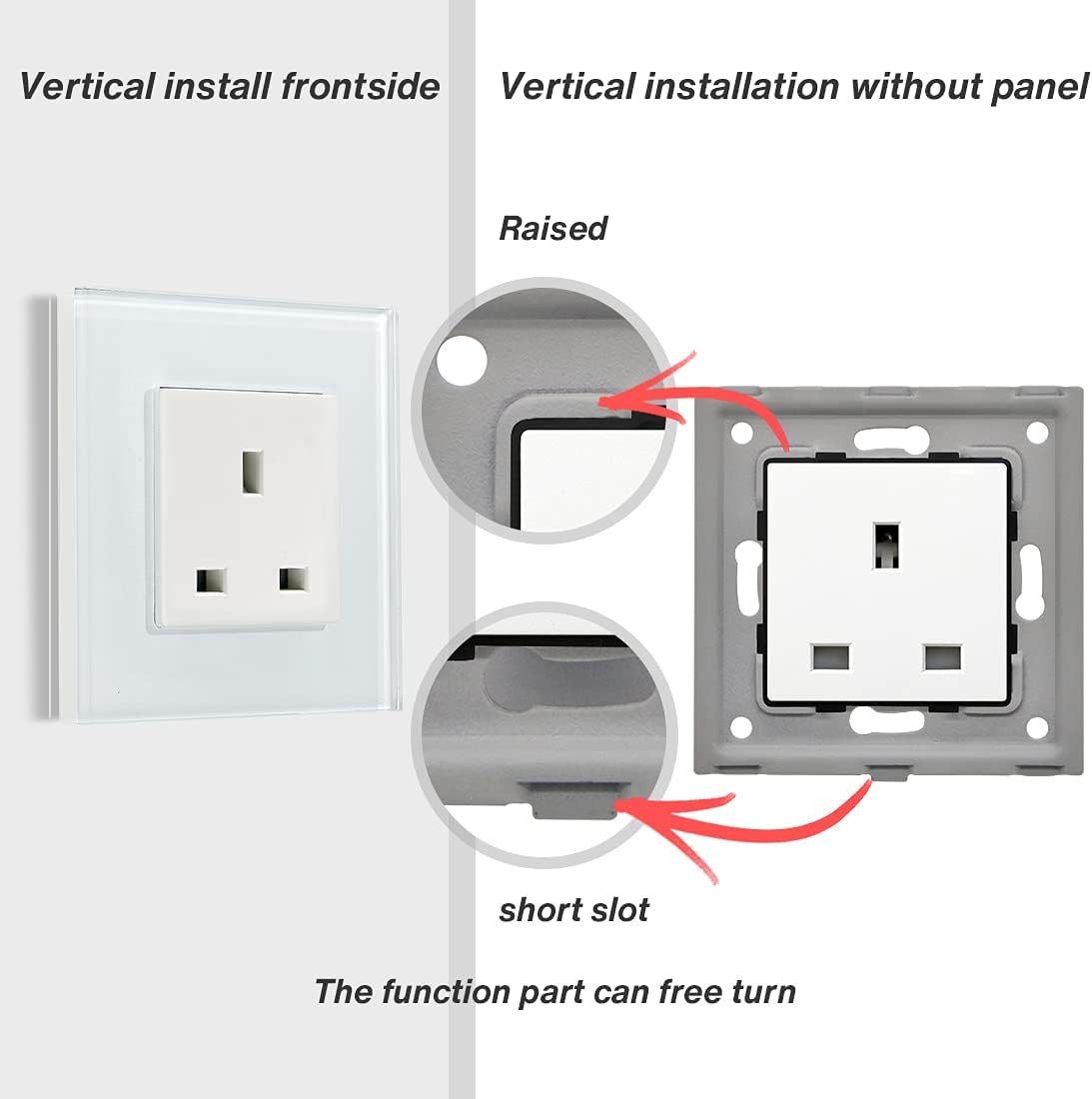 Buy BSEED Wall Socket Single Pole Socket AC Power Crystal Frame 13Amp 1 ...