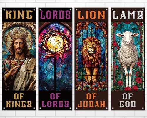 Amazon.com: 4Pcs Church Banners for Sanctuary Wall Welcome Religious ...
