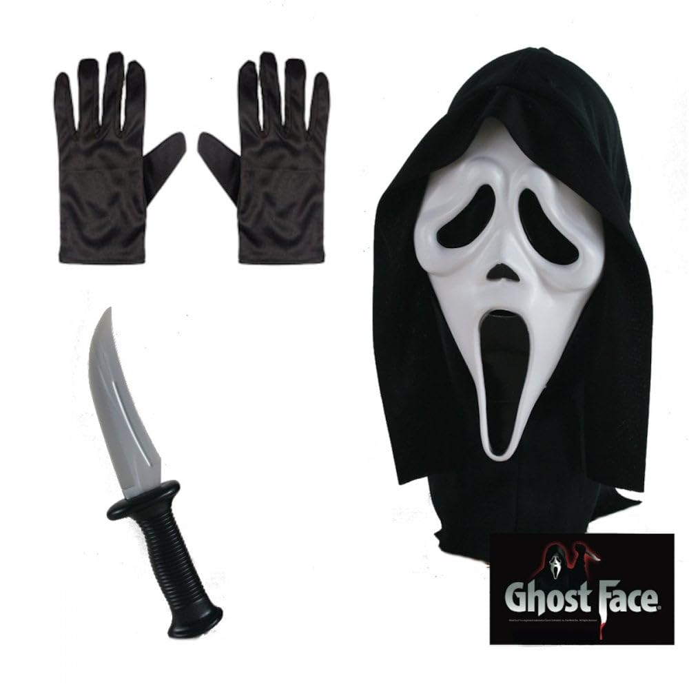 Official Scream/Ghost Face® Adult Mask with Hood & Horror Knife Set ...