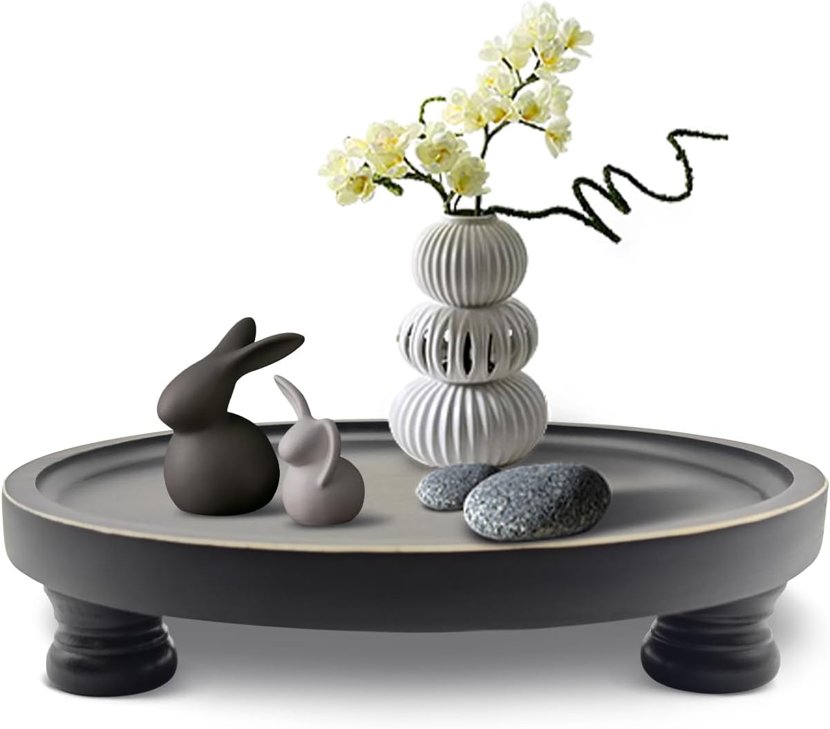 Amazon.com: QUWWAUO Farmhouse Wood Tray Risers for Display,Round Wooden ...