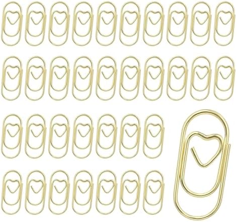 Small Paper Clips, 200 Pieces Gold Metal Paper Clips Mini Cute Love ...