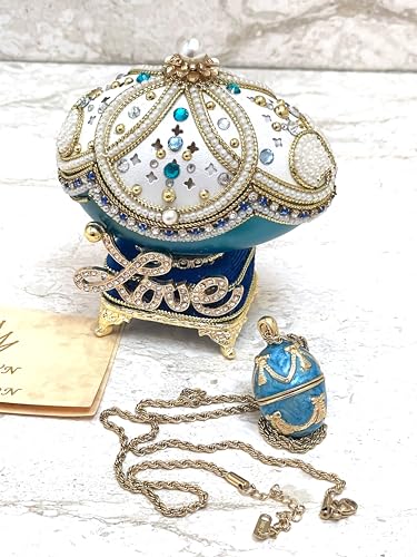 Amazon.com: 1999 ONE of a kind Faberge egg Light blue Fabergé egg ...
