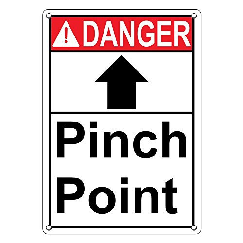 Weatherproof Plastic Vertical ANSI Danger Pinch Point Sign with English ...