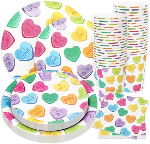 Amazon.com: Whaline 100Pcs Valentine's Day Tableware Set Buffalo Plaid ...