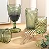 Amazon.com | Joeyan Green Vintage Wine Goblet Glasses,Embossed Colored ...