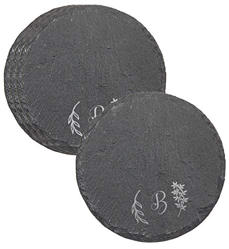 Amazon.com: Engraved Monogram Slate Coasters, Set of 4 - Absorbent Home ...