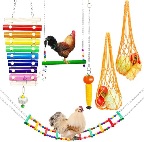 6 PCS Chicken Toys for Coop Hens, Chicken Xylophone with Grinding Stone ...