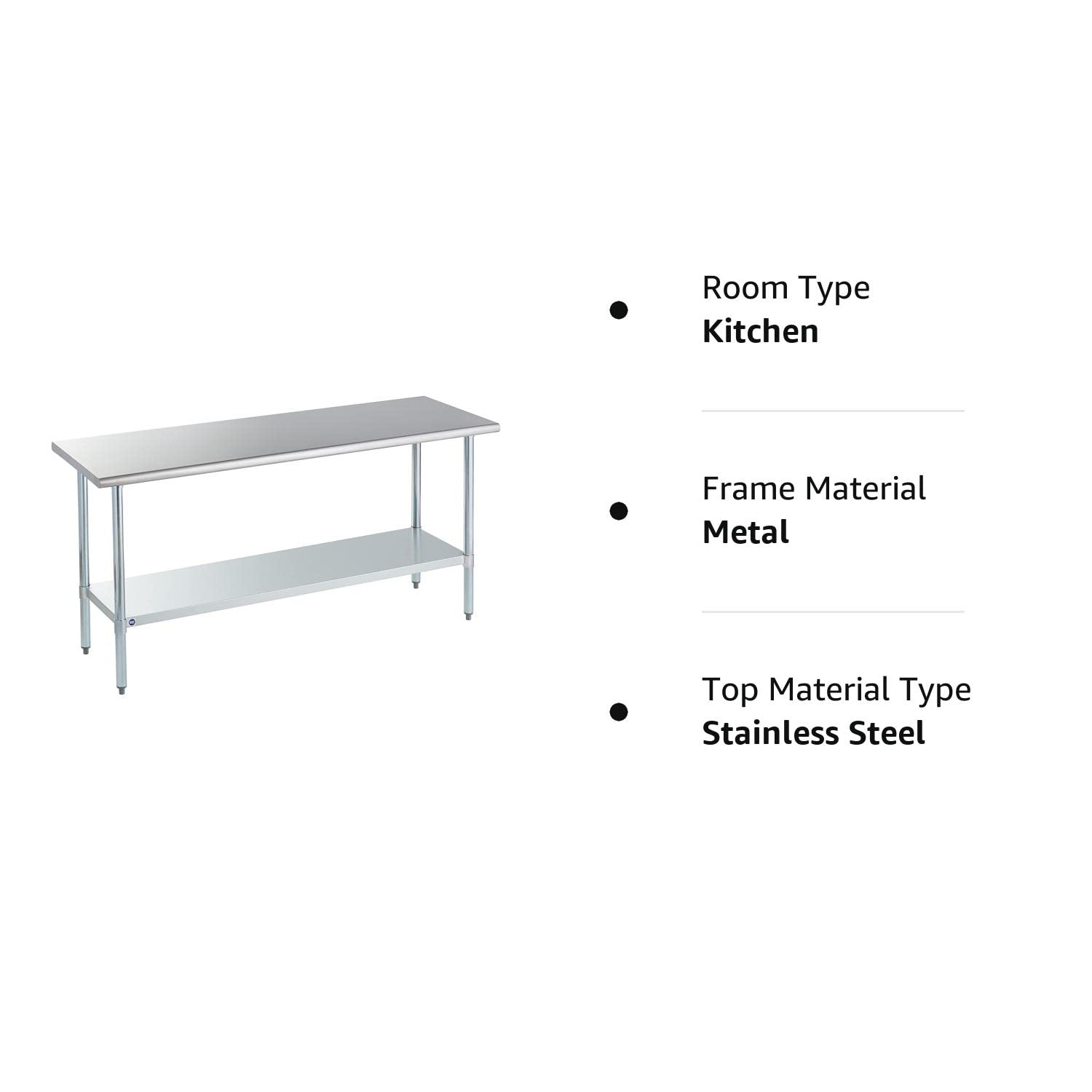ROCKPOINT Stainless Steel Table for Prep & Work 72x24 Inches, NSF Metal ...