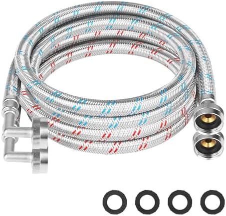 Amazon.com: 2-Pack Premium Stainless Steel Washing Machine Hoses - 6 FT ...