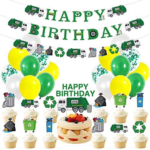 Buy Garbage Truck Party Supplies - T Truck Happy Birthday Banner ...