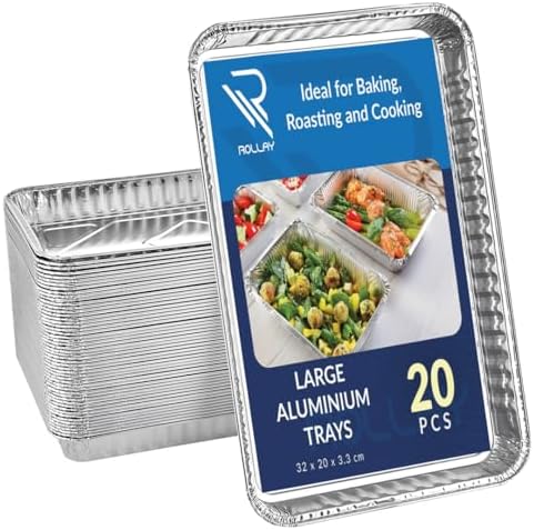 Rollay 20 Pack Large Aluminium Foil Trays (32x20x3.3 cm) - Tin Foil ...