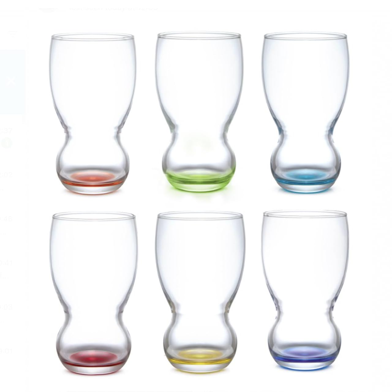Buy HOMIES Colored Bottom Fountain Rainbow Tumbler Glasses- 365ml (6 pcs) Online at Low Prices ...