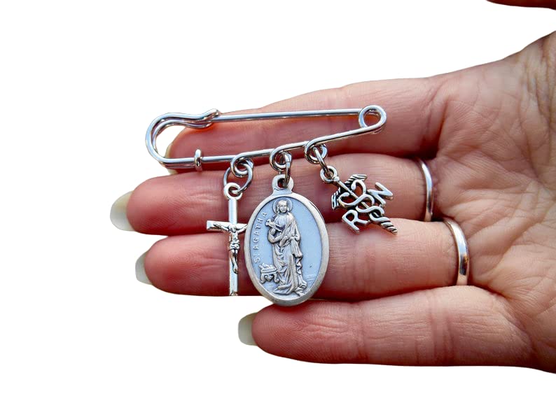 Amazon.com: SAINT AGATHA Safety Pin Brooch- Nurse Lab Coat Pin -Patron ...