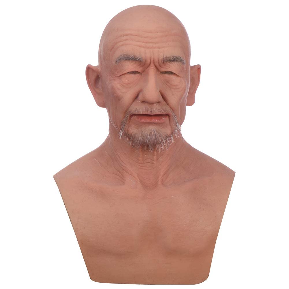 Amazon.com: EQAIWUJIE silicone Mask Face Full Head Realistic Old Man ...
