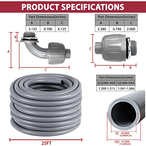 Snapklik.com : VASALAID 1inch 25ft Electrical Conduit Kit, Flexible Non ...