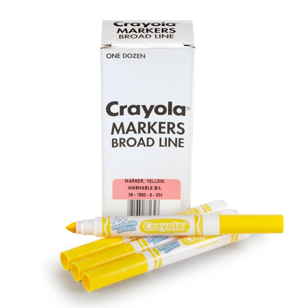 Amazon.com: Crayola Washable Markers - Yellow (12ct), Kids Broad Line ...