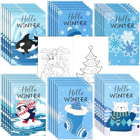 Amazon.com: Jetec 36 Pcs Hello Winter Coloring Books Bulk Mini Polar ...
