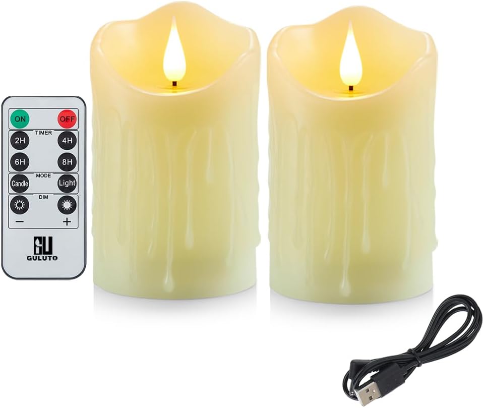 Amazon.com: Retisee 4 Sets Rechargeable Flameless Taper Candles Battery ...