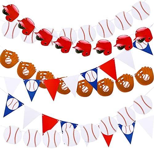Amazon.com: Tatuo 3 Pieces Baseball Pompom Garland Sports Theme Banner ...