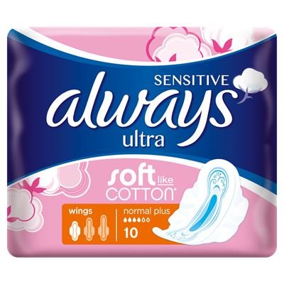 Amazon.com : Always Sensitive Ultra Normal Plus Pads with Wings 10pcs ...