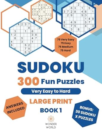 Sudoku 300 Fun Puzzles, large print with answers.: 75 fun Sudoku ...