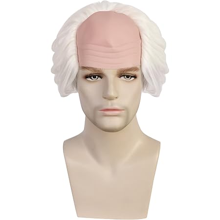Amazon.com: IMEYLE Short Curly White Wig Men Bald Crazy Wig with Hair ...