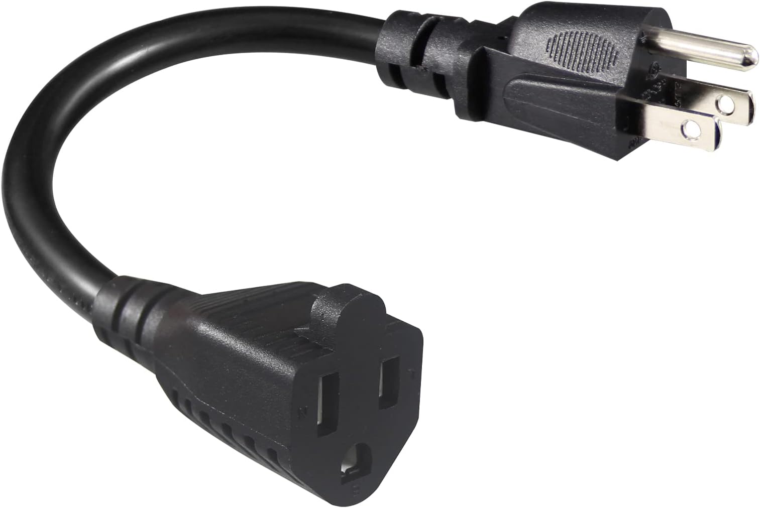 Amazon.com: [1 Pack] 6inch Short Power Extension Cord - Black 3 Prong ...