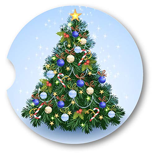Amazon.com: Vintage Pastel Christmas Tree Sandstone Car Coasters - Set ...