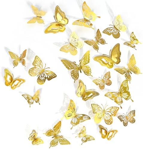Amazon.com: Butterfly Decorations 48 Pcs 4 Styles, 3D Butterfly Wall ...