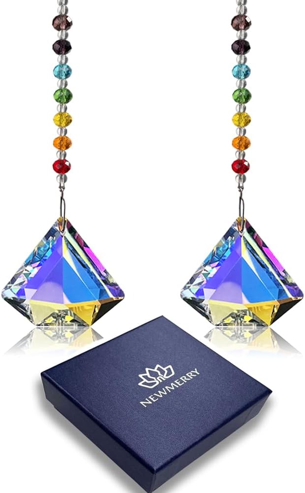 Amazon.com: NEWMERRY Faceted Crystal Prism Sun Catchers for Car Rear ...