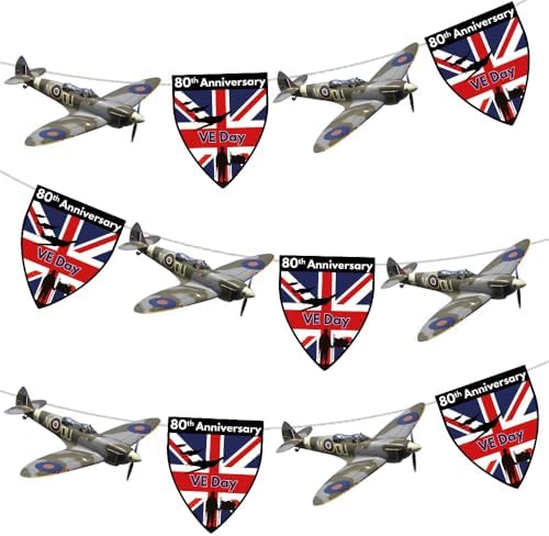 AK Giftshop VE Day 80th Anniversary Spitfire Bunting Party Decorations ...
