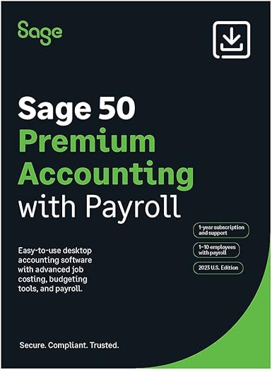 Amazon.com: Sage 50 Premium Accounting 2023 U.S. with Payroll 1-User 1 ...