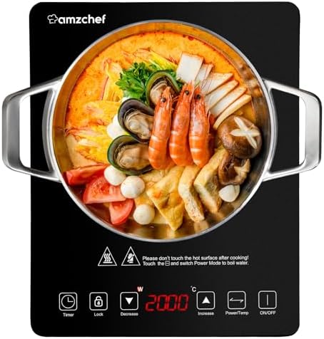 AMZCHEF Single Induction Cooker, Ultra-thin Induction Hob with Fashion ...