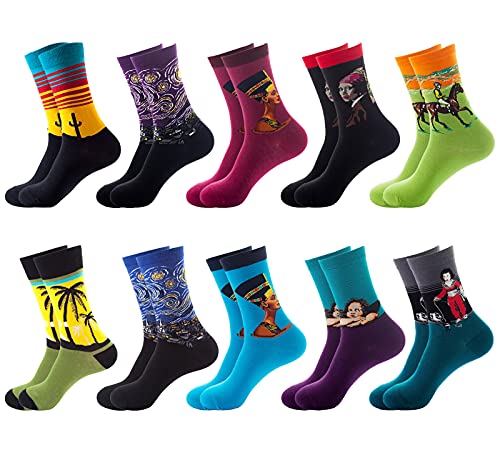 Men's Funny Dress Socks, Unisex Funky Fun Colorful Socks Novelty Cotton ...