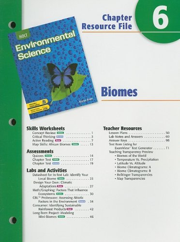 Holt Environmental Science Chapter 6 Resource File: Biomes: Rheinhart ...