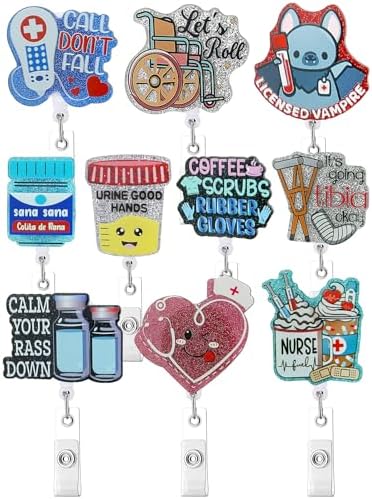 Amazon.com : 10pcs Cute Funny Nurse Badge Reel Clip Retractable ID ...