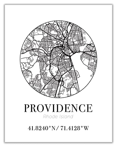 Amazon.com: Providence RI City Street Map Wall Art - 11x14 Modern ...