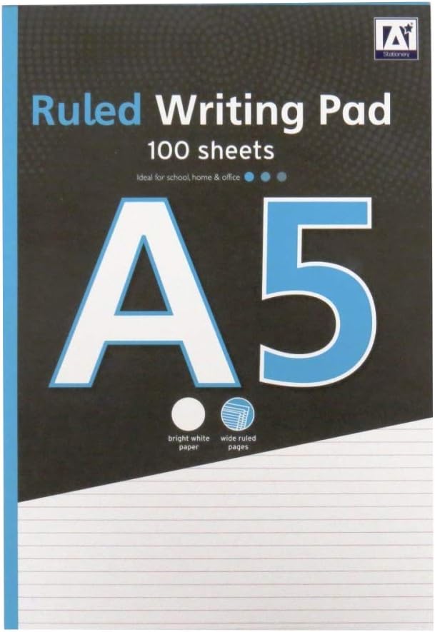 A5 Ruled White Paper Writing Notepad 100 Sheets : Amazon.co.uk ...