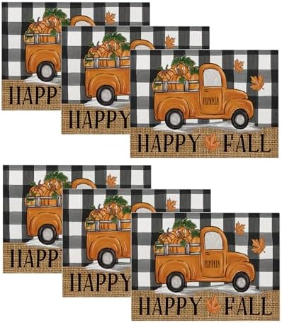Amazon.com: Preboun 6 Pcs Thanksgiving Vintage Placemat Set Fall Autumn ...