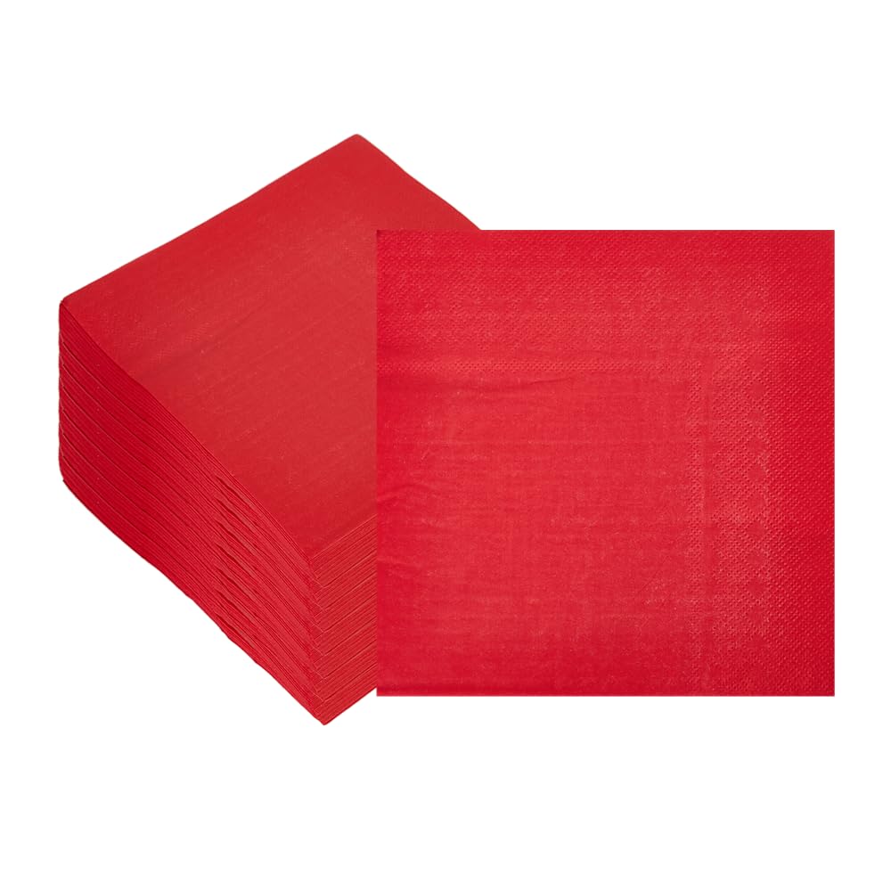Amazon.com: Ottin Solid Ruby Red Paper Dinner Napkins 6.5'' Disposable ...