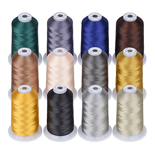 Simthread 12 Brother Colors of Huge Spool 5000M Polyester Embroidery ...