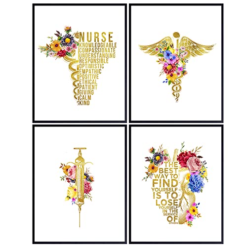 Amazon.com: Nurse Wall Art Set 11x14 - RN Gifts for Nurses, CNA, Doctor ...